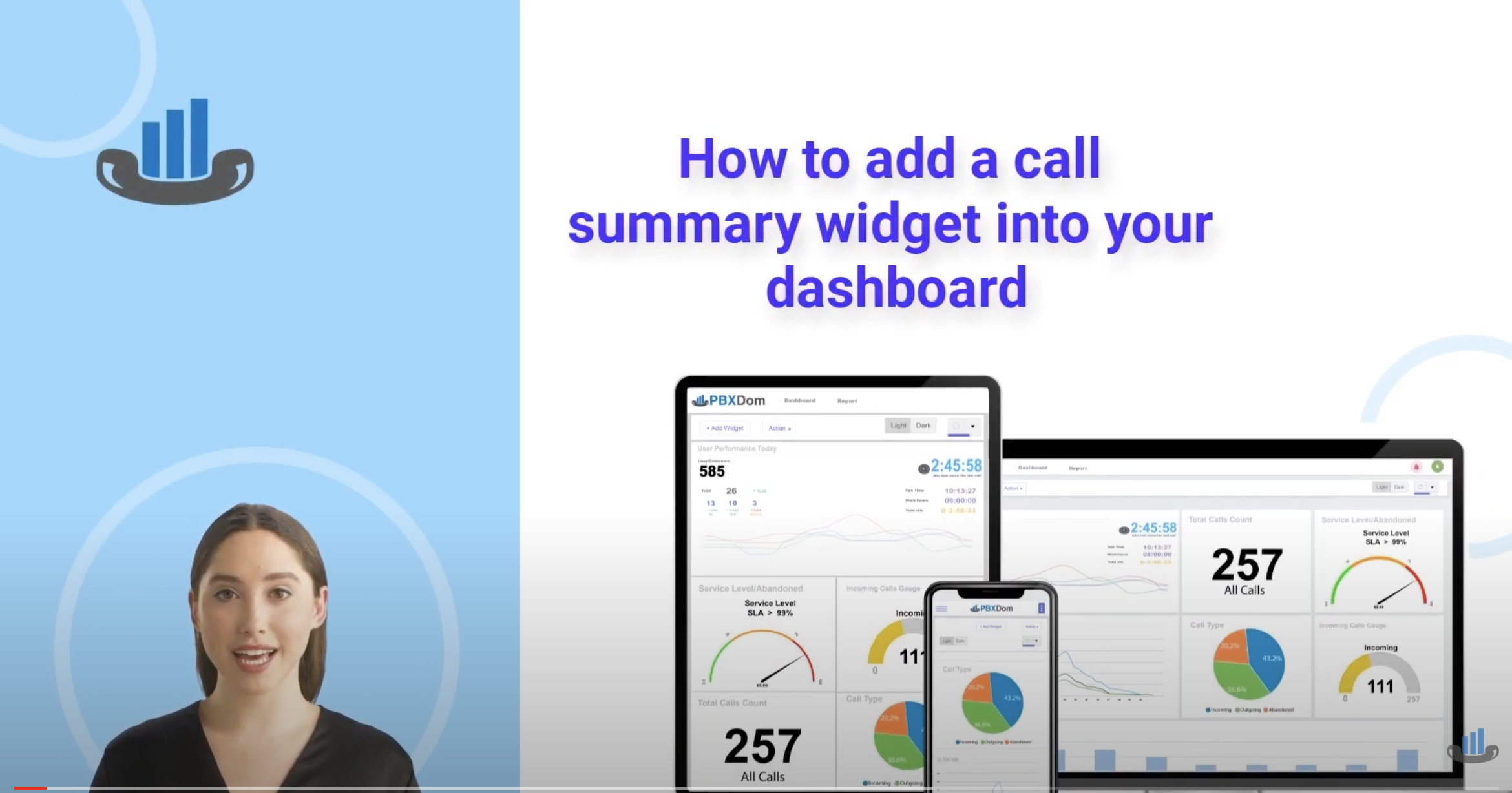 How to add a call summary widget into your dashboard - PBXDom